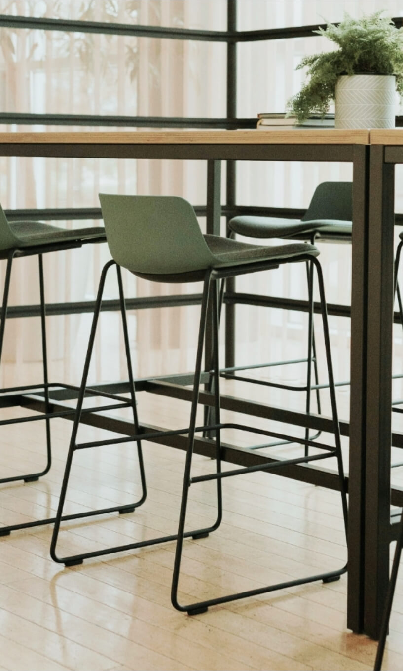 Haworth Maari Stool – Armless Bar & Office Stool with Sleek Sled Base